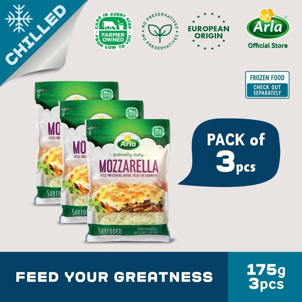 Arla Mozzarella Shredded Cheese 175g 3-Pack | Shopee Philippines