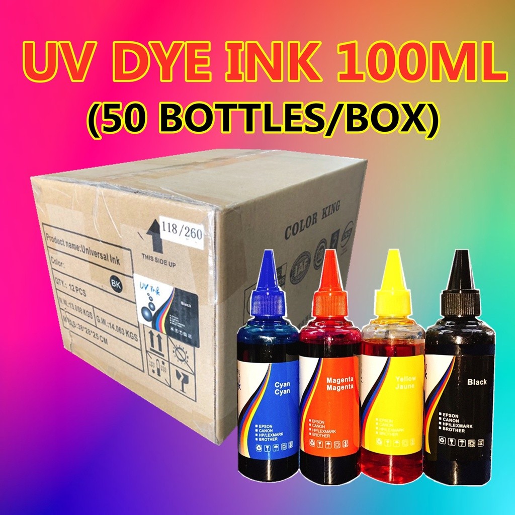50 Bottles Accept Asssorted Colors UV Dye Ink 100ml | Shopee Philippines