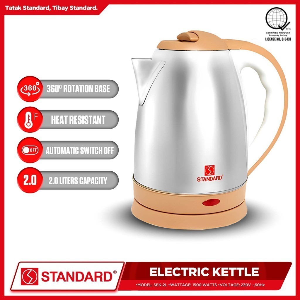 STANDARD Electric Kettle 2.0 Liters 1500watts - Yellow Elephant ...