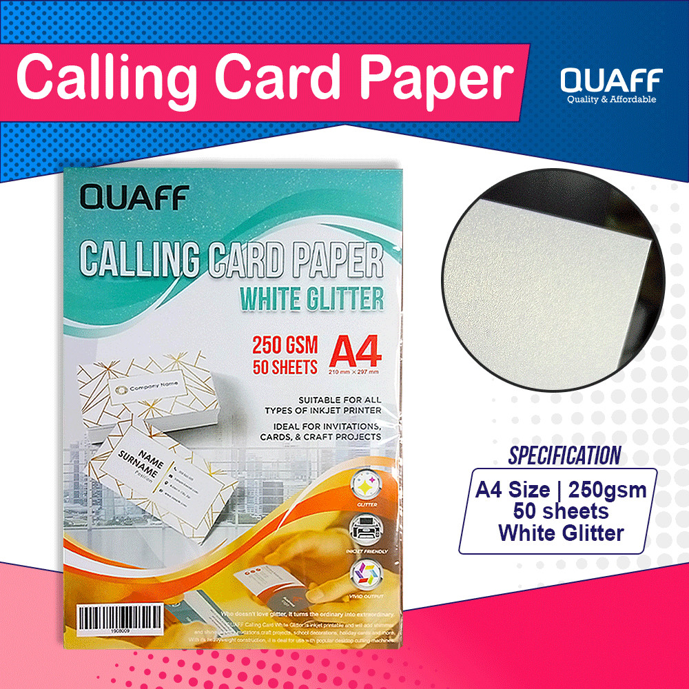 QUAFF Calling Card Paper 250GSM A4 White(Glitter) | Shopee Philippines