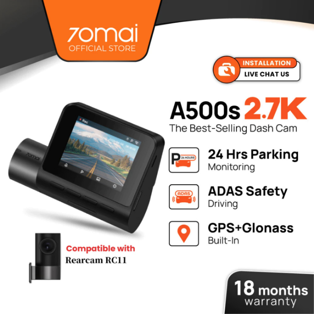 70Mai Dashcam Pro Plus+ A500S Dual Car Dash Cam,Built-in GPS,Route ...