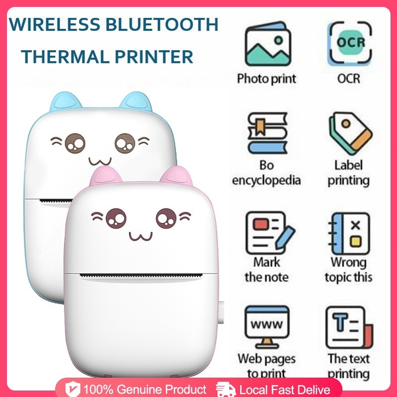 Portable Thermal Printer Bluetooth Photo Small Receipt Mini Pocket ...