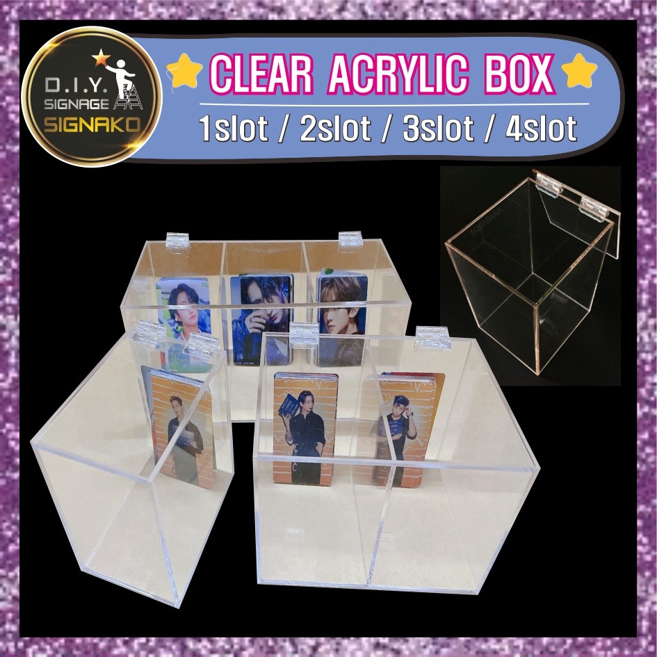 Clear Acrylic Box /1 2 3 4 slot/ Kpop BTS Blackpink Photocards Figure ...