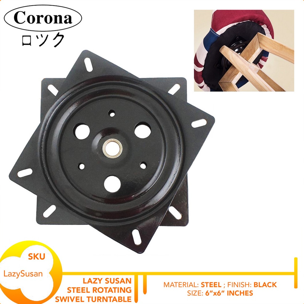 Lazy Susan Square Steel Rotating Swivel Turntable (Black) | Shopee ...
