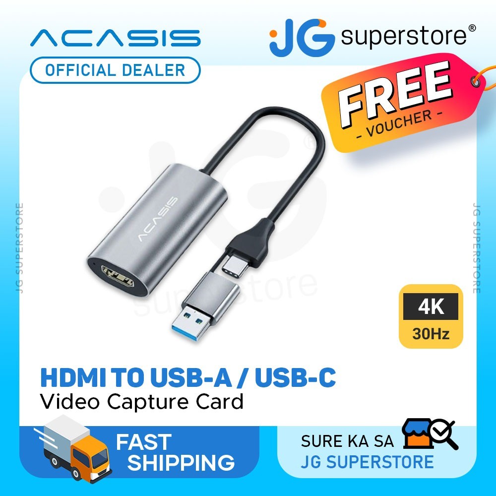 ACASIS VC001 HDMI to USB A, USB C Video Capture Card with 4K 30Hz HDMI ...