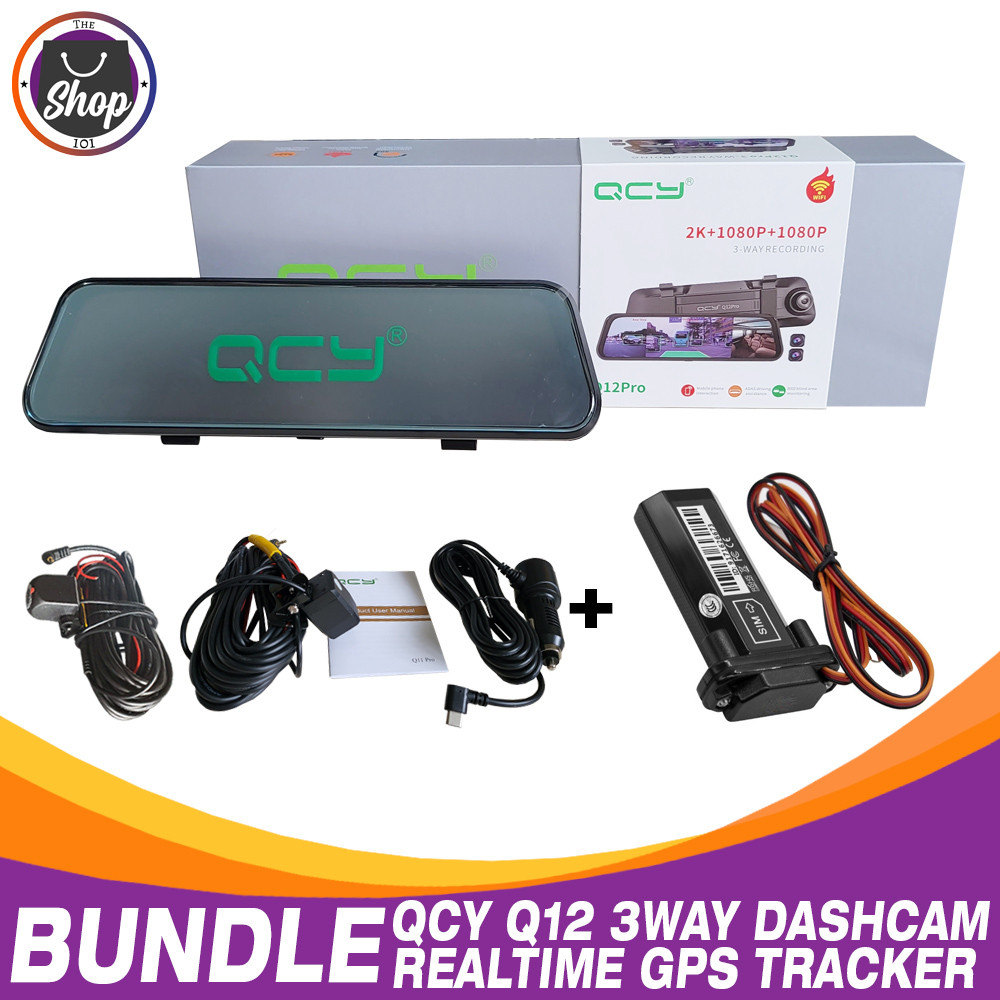 BUNDLE QCY QCY Q12 PRO 3 Way Dashcam WITH FREE AIKA Realtime GPS GPRS ...
