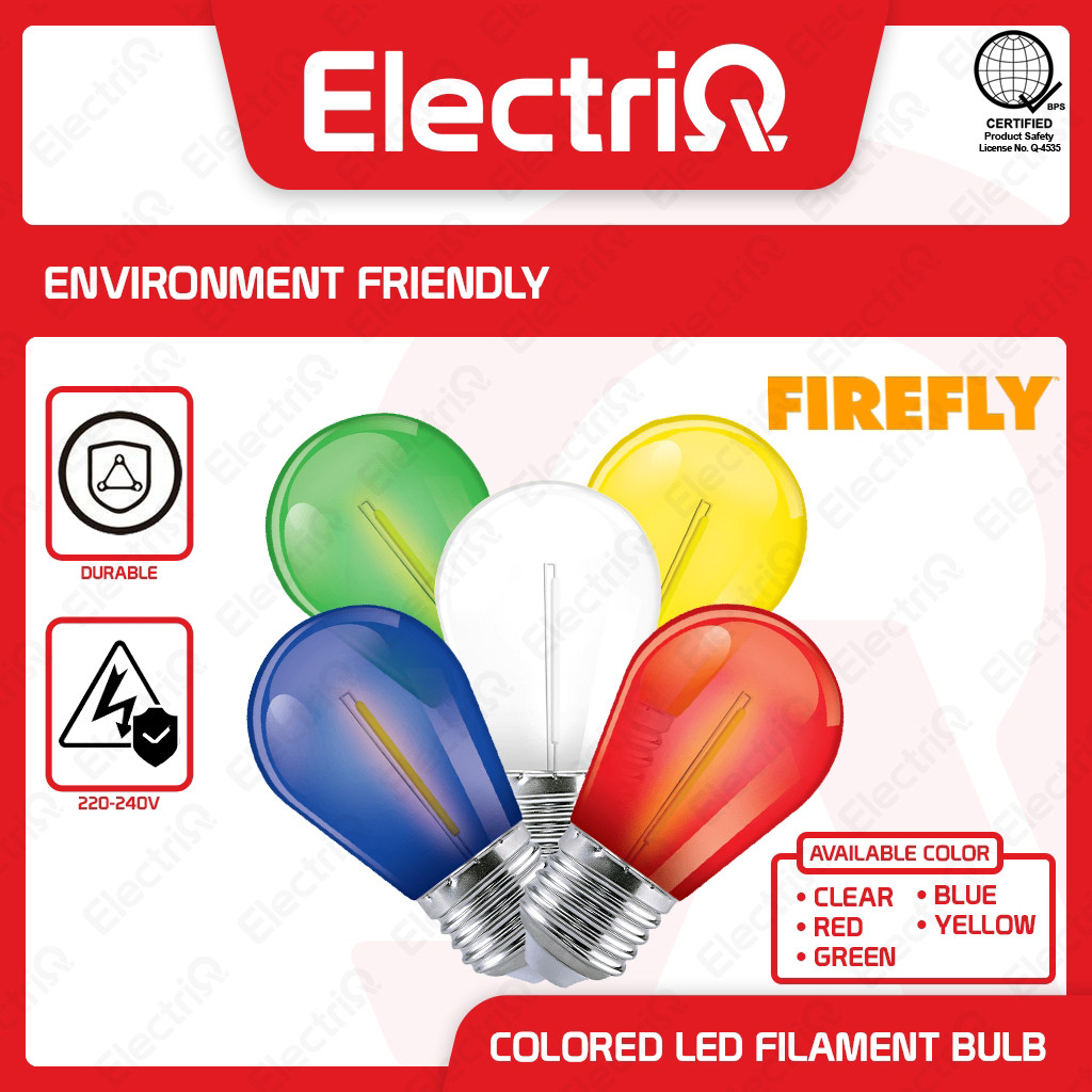 Electriq l Firefly Basic Colored LED Filament Bulb 1W E27 | Shopee ...
