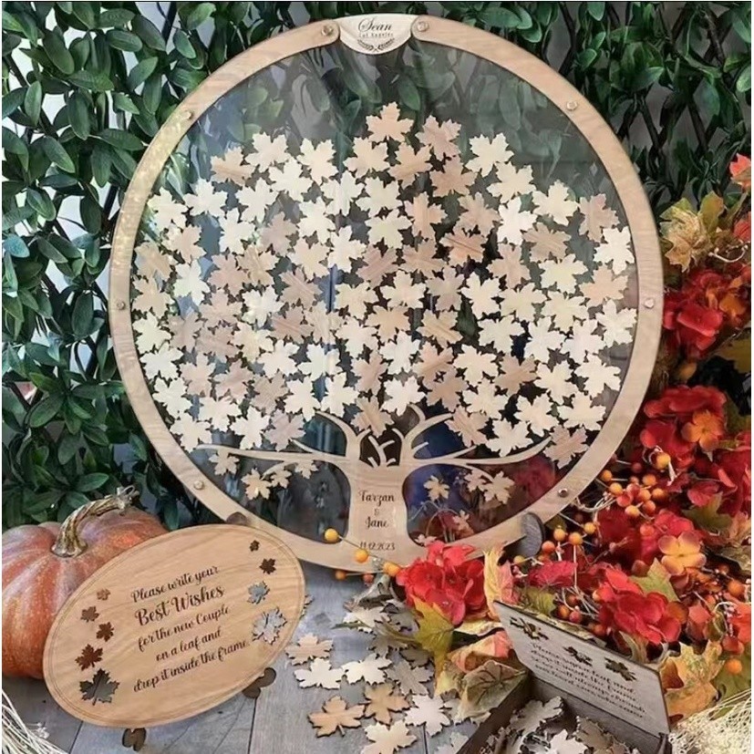 Yo-Fun Maple leaves Wedding Souvenir Guest Book Frame Book Drop Box ...