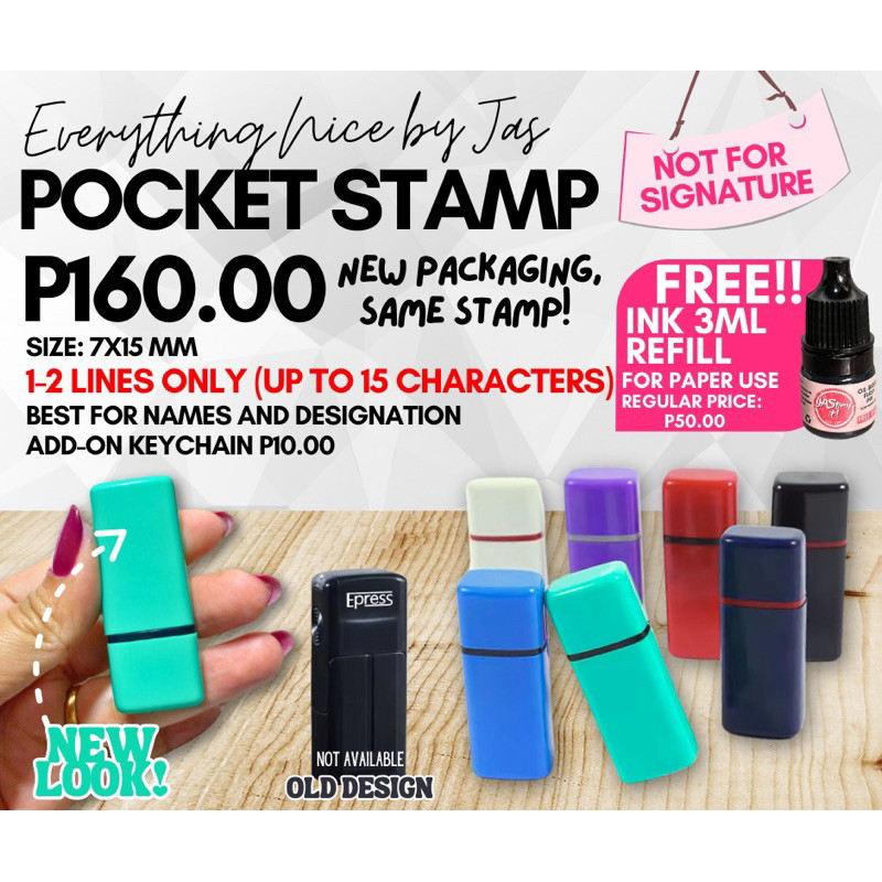 POCKET STAMP COD Self-Inking Stamp with Ink FREE LAYOUT(Personalized ...