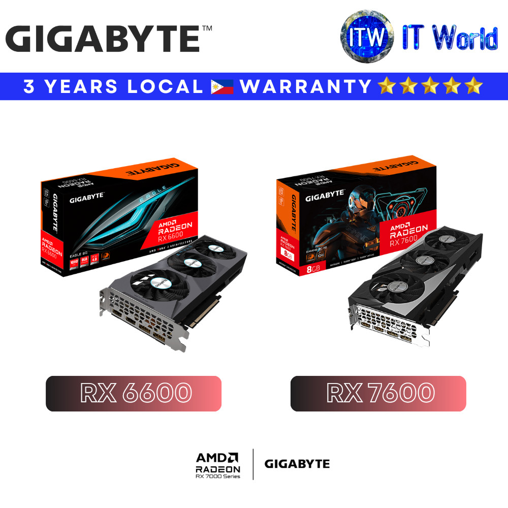 Gigabyte Radeon RX 6600 / RX 7600 / 8GB GDDR6/ (GV-R66EAGLE-8GD) | (GV ...