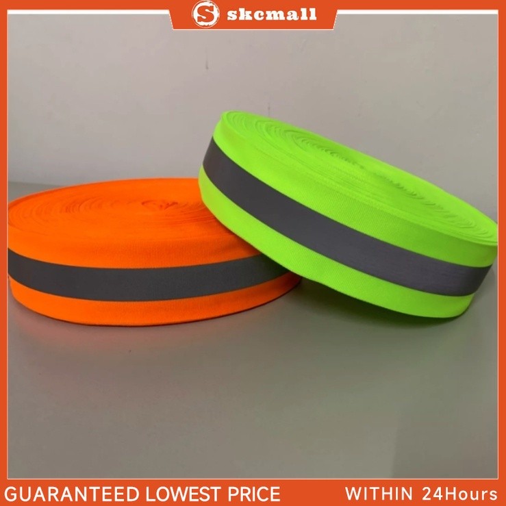 100 Meters Polyester Orange/Green Reflector High Visibility Safety Tape ...