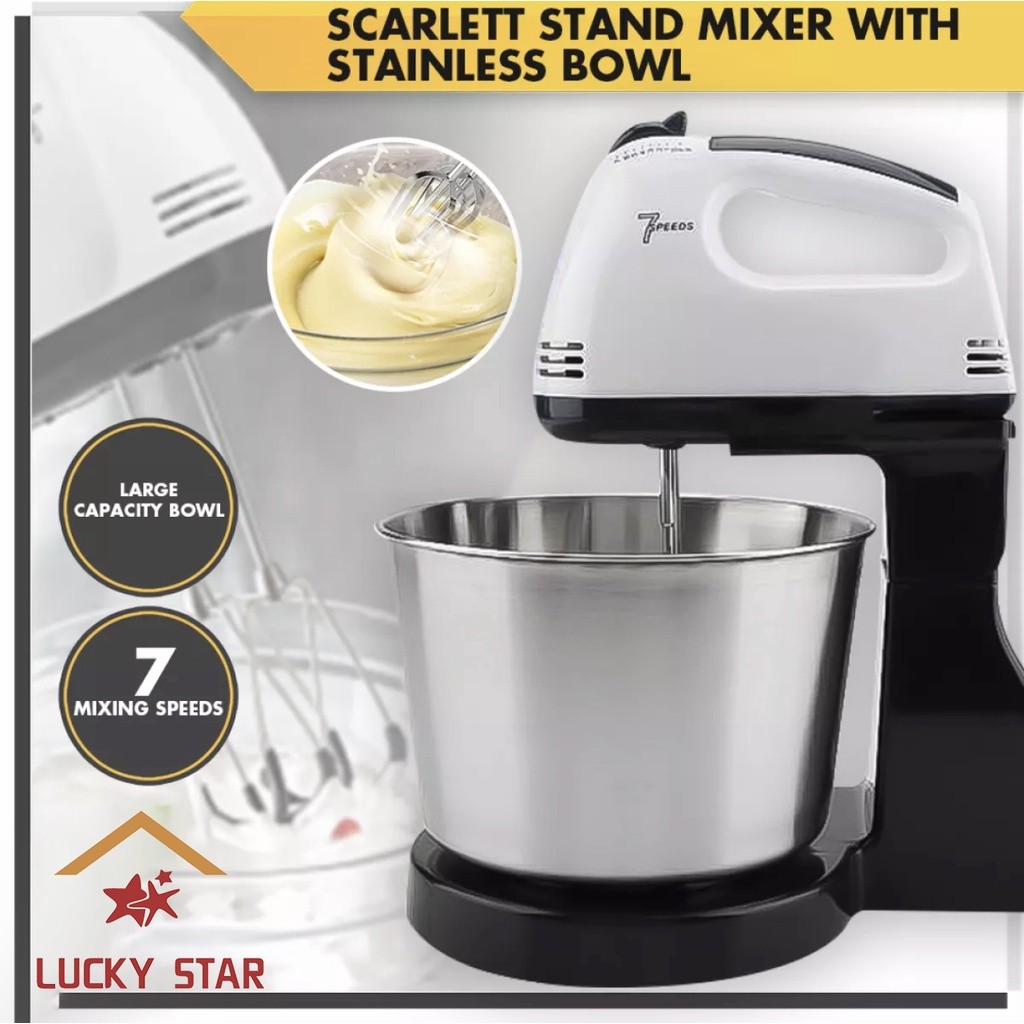 Scarlett Electric Stand Mixer Hand Mixer With Bowl Stainless Steel ...