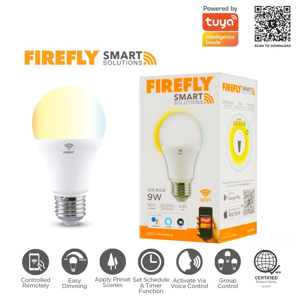 9W CCT+Dimming Firefly Smart Solutions Light Emitting Diode LED Bulb 9 watts | Shopee Philippines