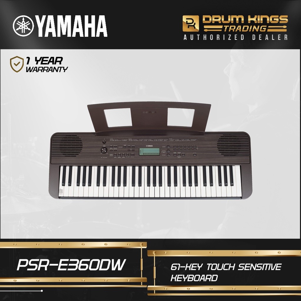 Yamaha PSR E360 61-Key Touch-Sensitive Portable Keyboard (Dark Walnut ...
