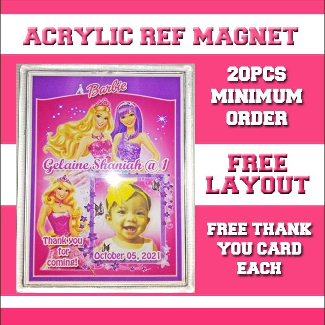 Barbie Frozen Sofia Personalized Ref Magnet Souvenir Giveaways party ...