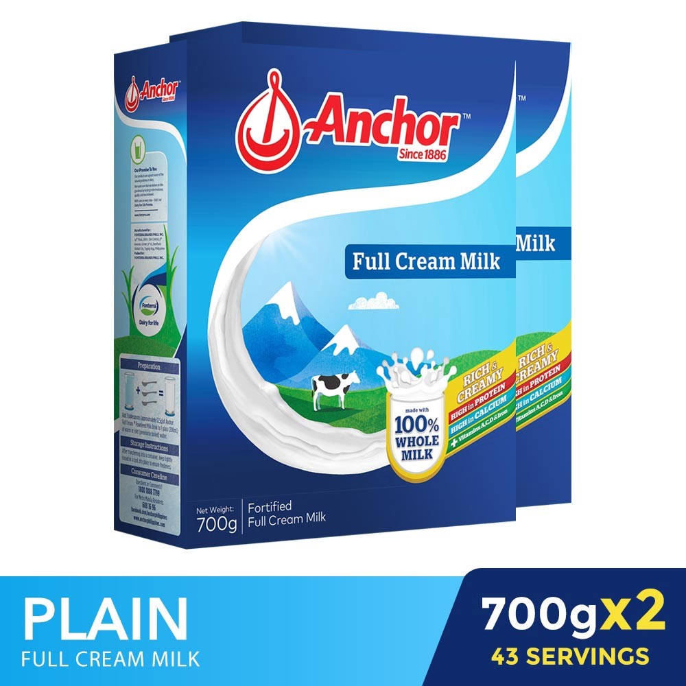 Anchor Full Cream Milk Powder Plain 700G x2 | Shopee Philippines