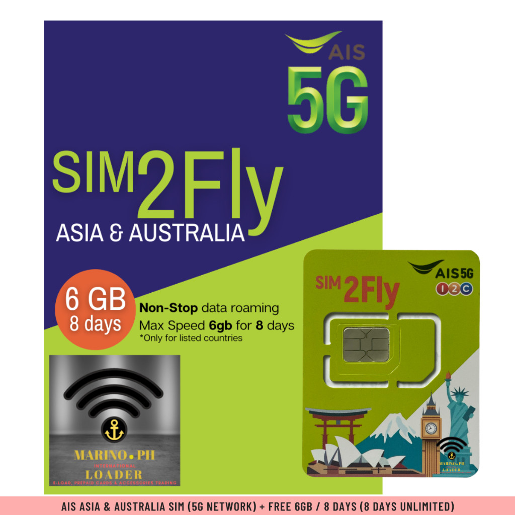 Ais Sim2fly Sim card ( Asia & Australia ) Sim card + FREE 6gb for ...