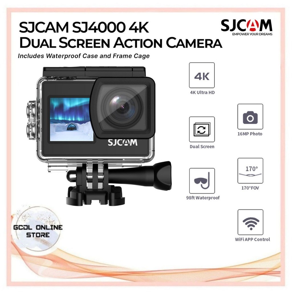 Original SJCAM SJ4000 4K30FPS WiFi Action Camera Dual Screen Ultra HD ...