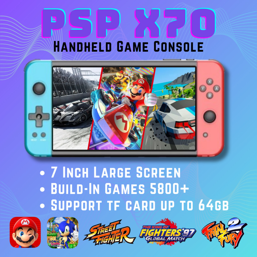 2025 NEW MODEL PSP X12/X70 Handheld Game Console 7.0 inch 5800+ Games ...
