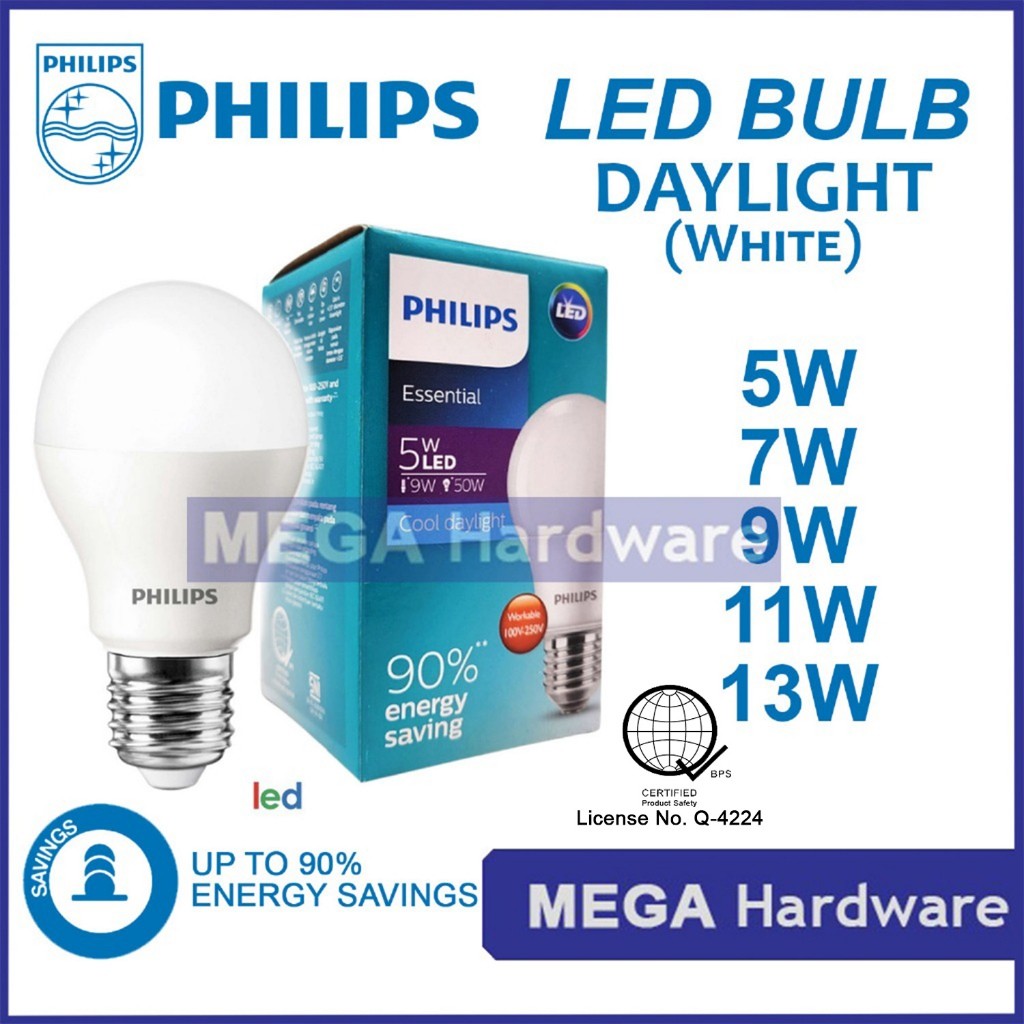 Philips Essential / Ecolum LED Light Bulb Cool Daylight 5W 7W 9W 11W ...