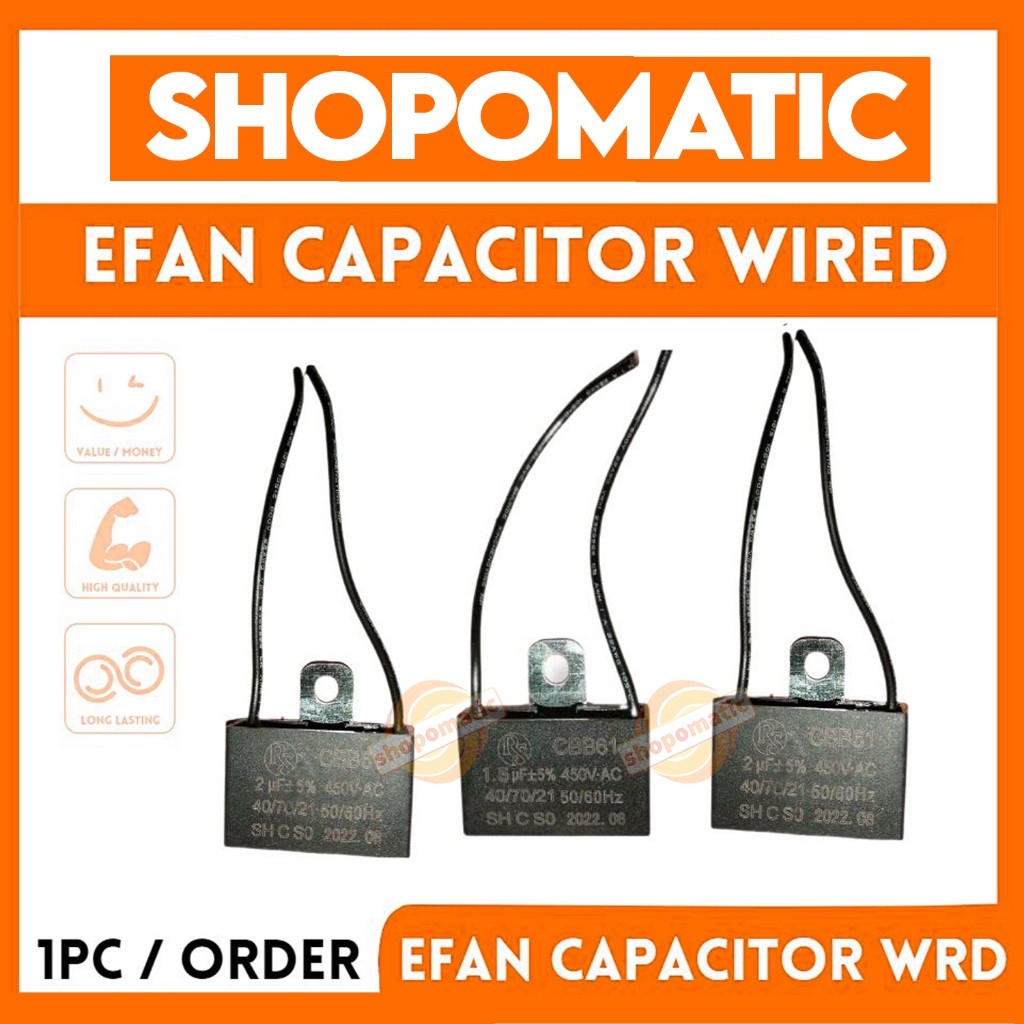ELECTRIC FAN CAPACITOR CAPASITOR WIRED 1.2 uf , 1.5 uf , 2 uf with ...