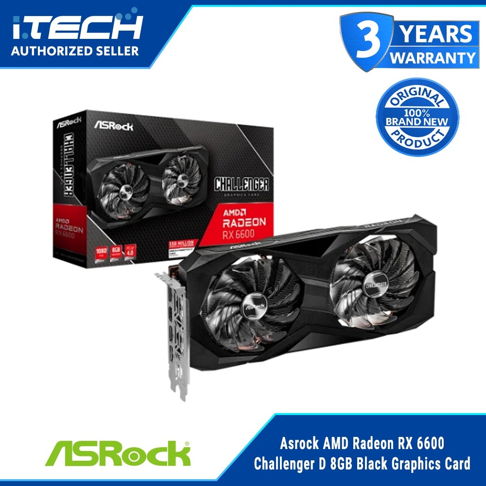 Asrock AMD Radeon RX 6600 Challenger D 8GB Black Graphics Card | Shopee ...