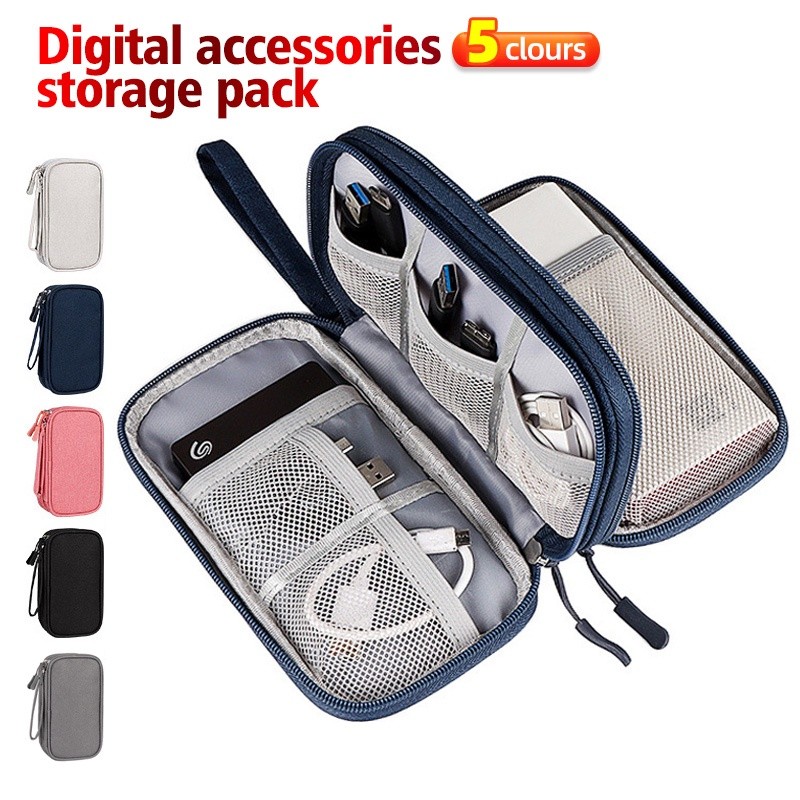 Double Layer Travel Organizer Portable Cable Storage Pouch Gadget Bag ...
