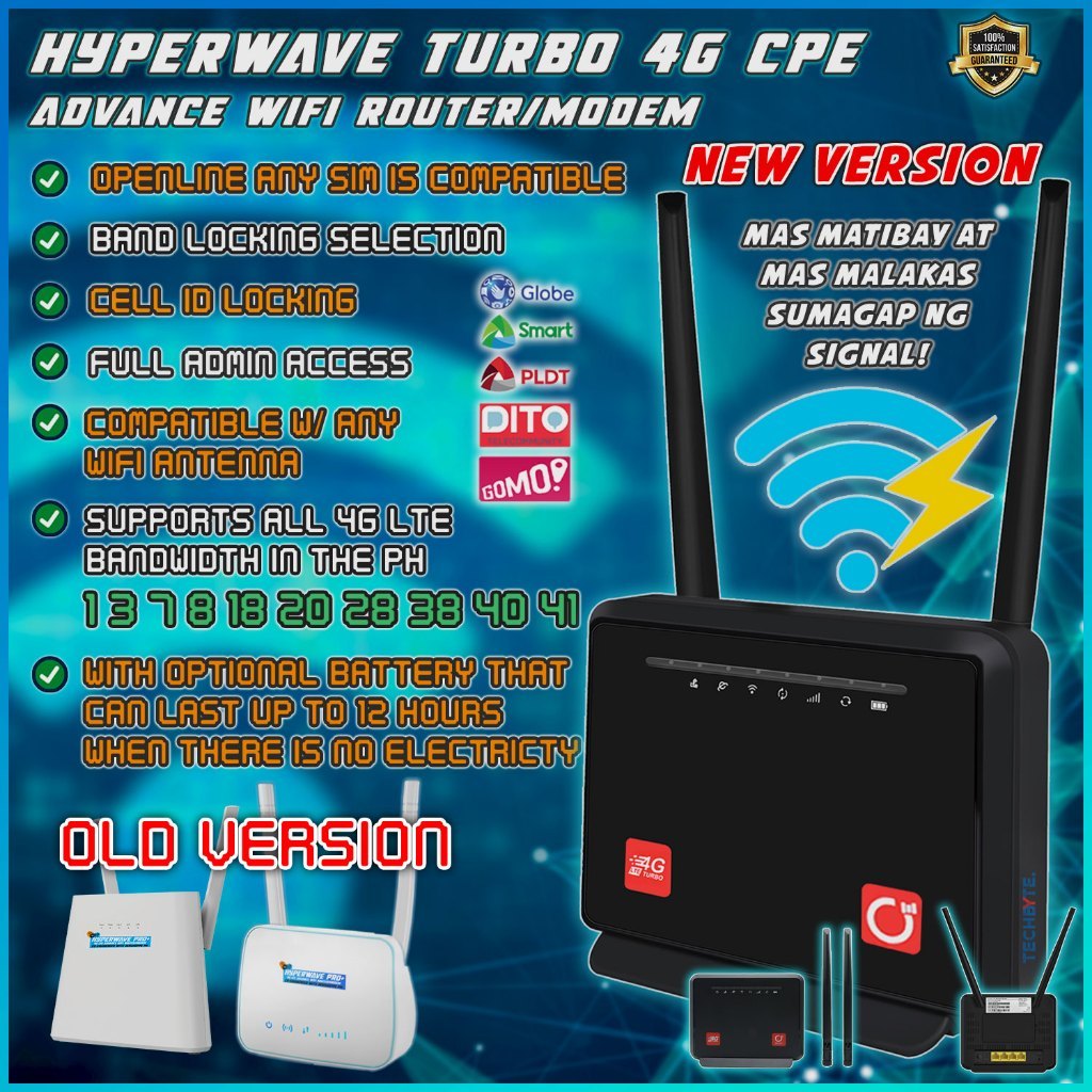 HyperWave Turbo WiFi CPE Full Admin Router Modem OPENLINE 4G LTE SIM Globe Smart PLDT GOMO TNT ...