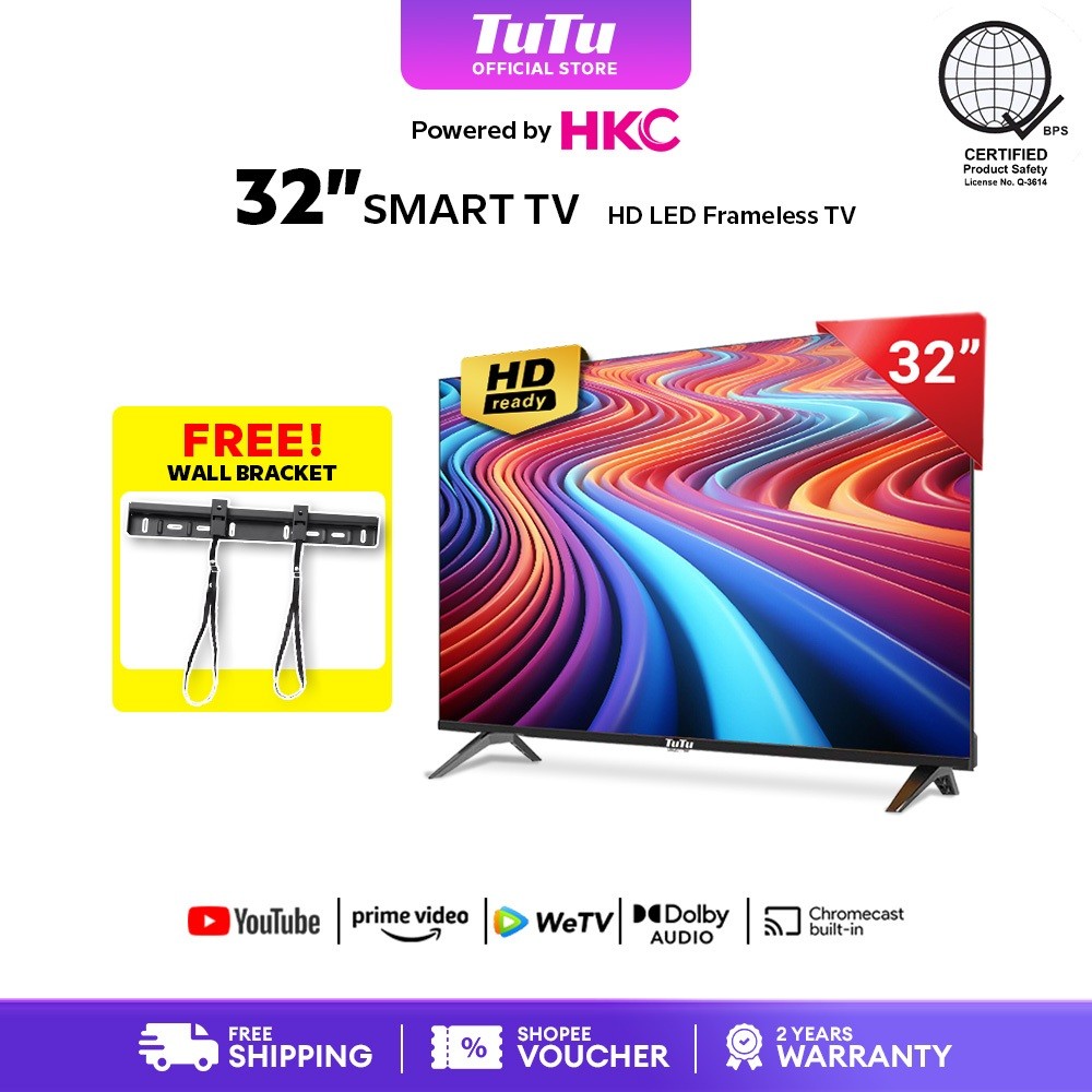 TuTu 32 inch Smart TV HD Ready LED Frameless TV - Youtube, Prime Video ...