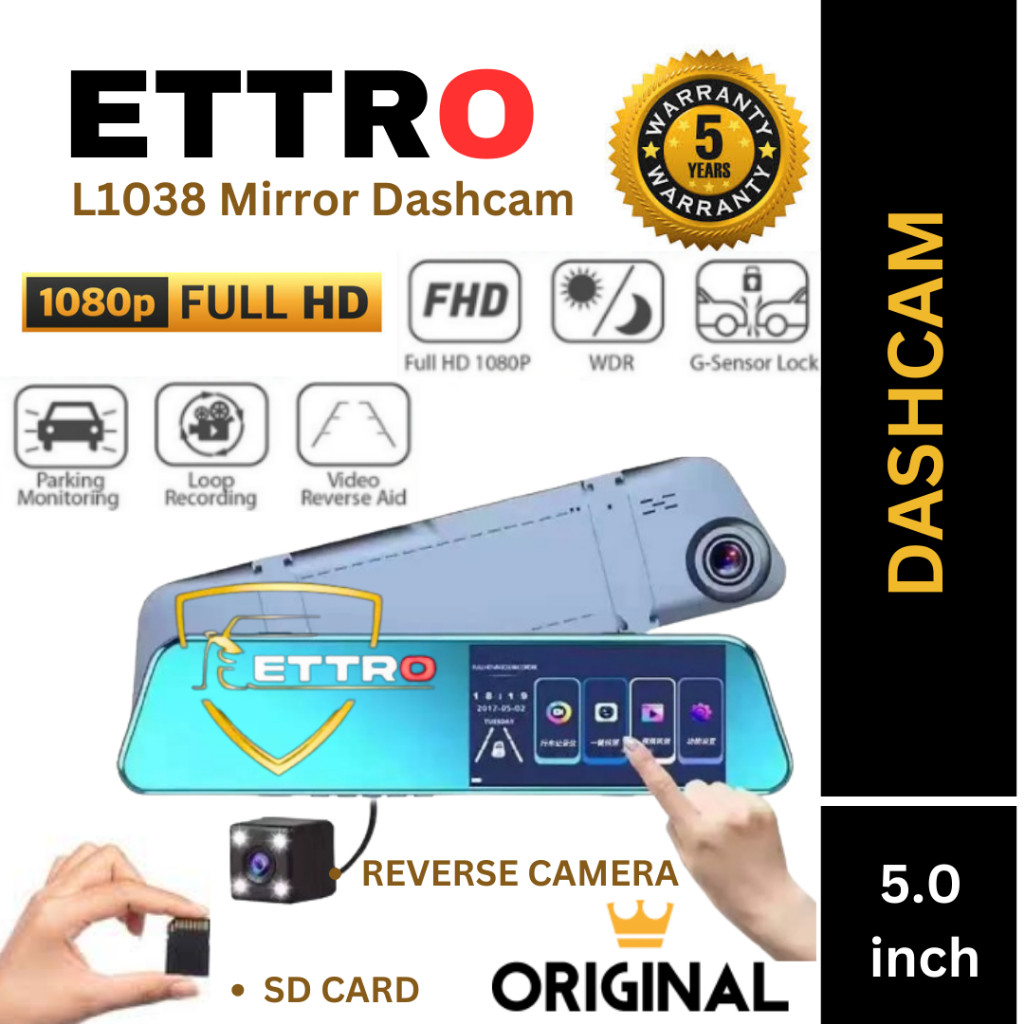 NEW ETTRO L1038 Car Dash Cam DVR Camera 5Inch Streaming Rear View ...