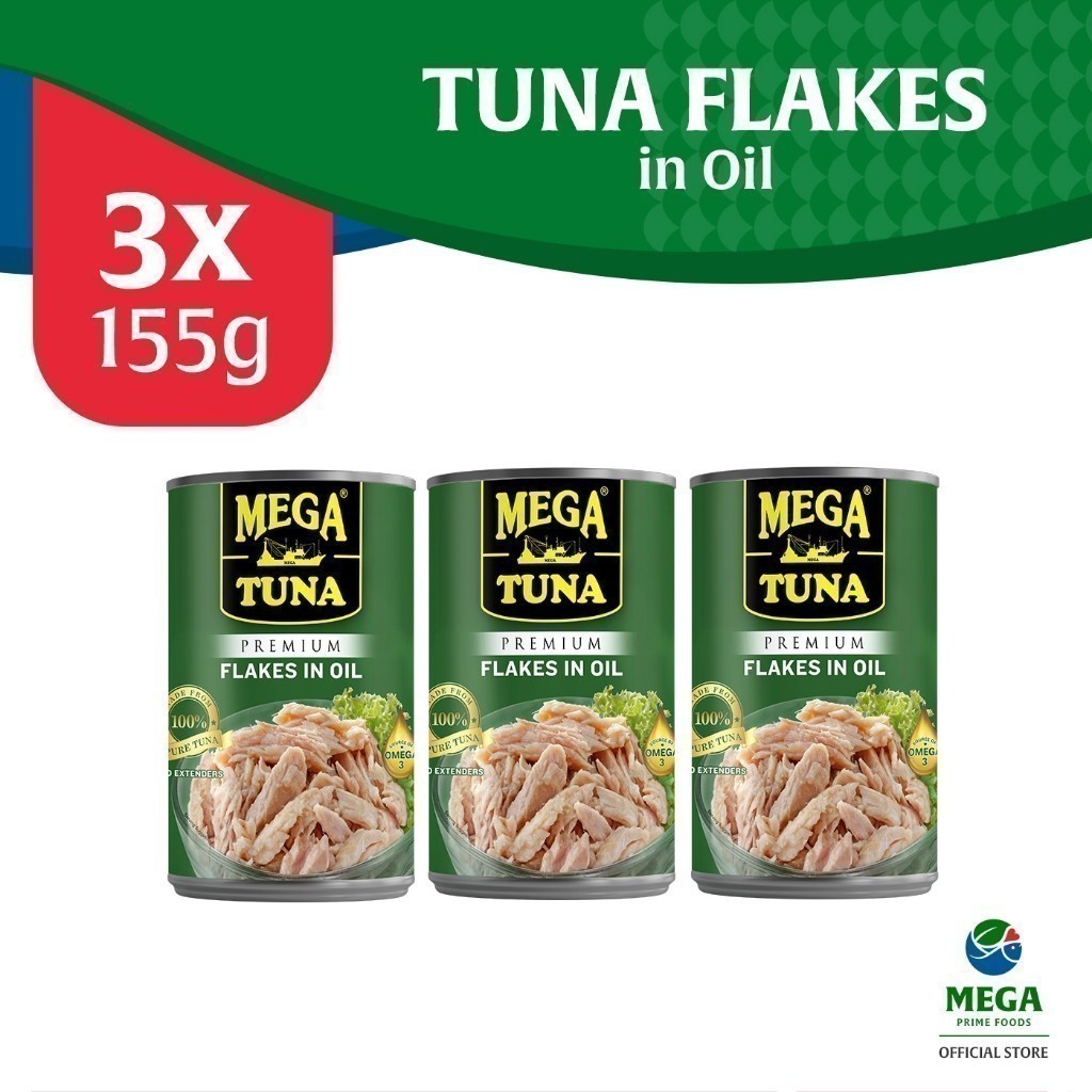 Mega Tuna Flakes in Oil Easy Open Can 155g by 3's | Shopee Philippines