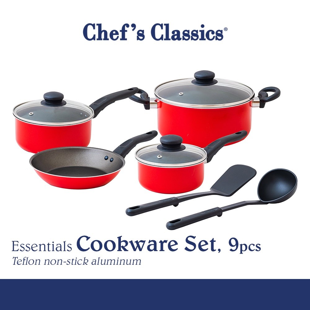 Chef's Classics Essentials Non-Stick Cookware Set, 9pcs | Shopee ...