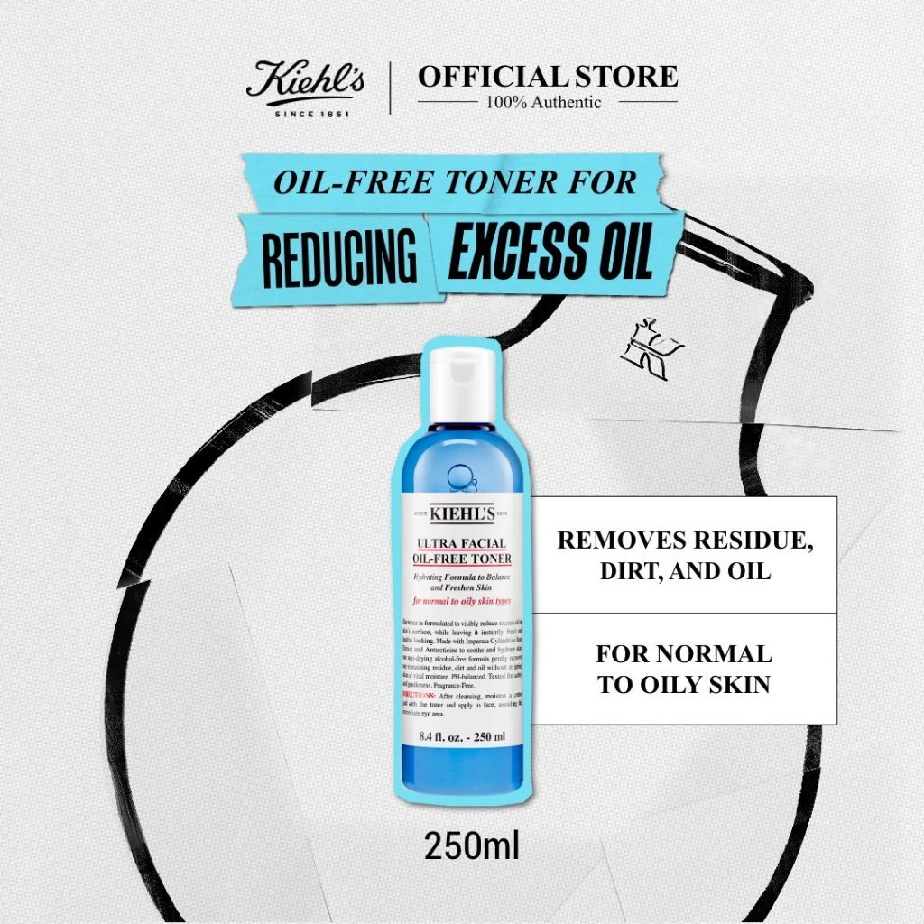 Kiehl's Ultra Facial Oil-Free Toner - Gentle Toner for Oily Skin 250ml ...