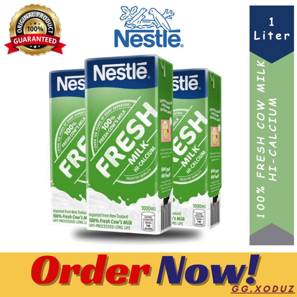 Nestle 100% Fresh Cow's Milk 1Liter Orginal UHT Hi-Calcium | Shopee ...