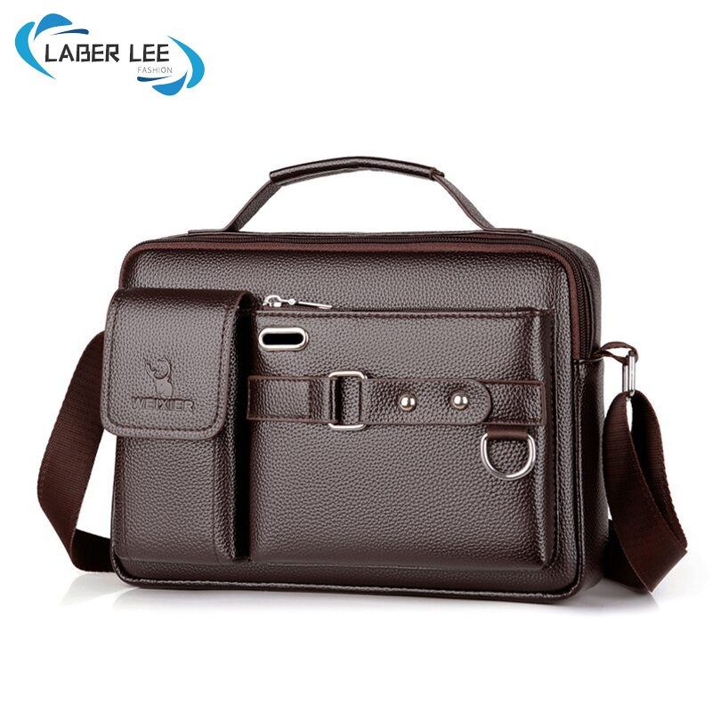 LABER LEE Messenger Shoulder Bag Men Business Bag Pu Leather Briefcase ...