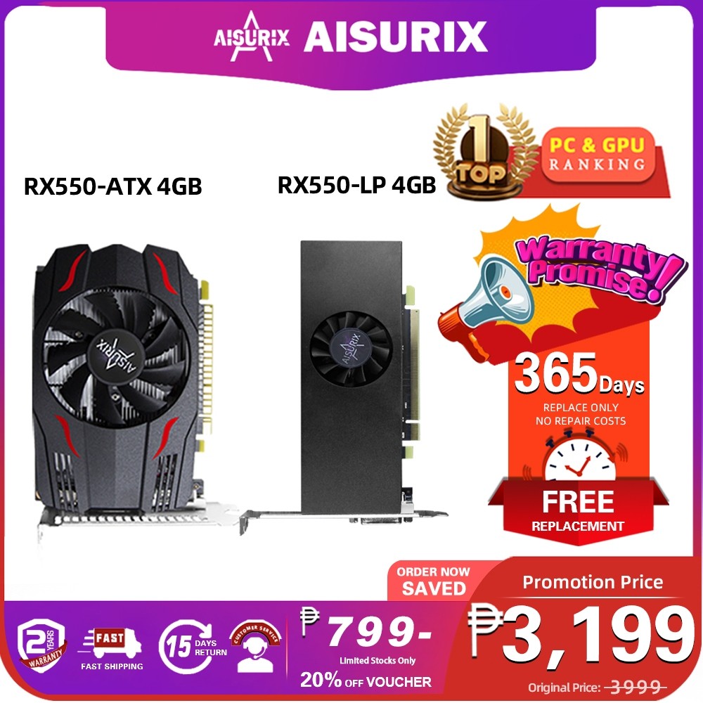AISURIX RX550 4G New Graphics Card GDDR5 128Bit Computer HD Game GPU ...