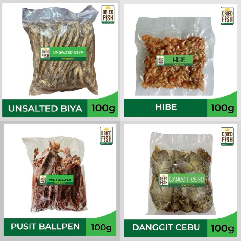 DFP Dried Seafood 100grams (Danggit, Pusit, Dilis, Tuyo Lapad, Espada ...