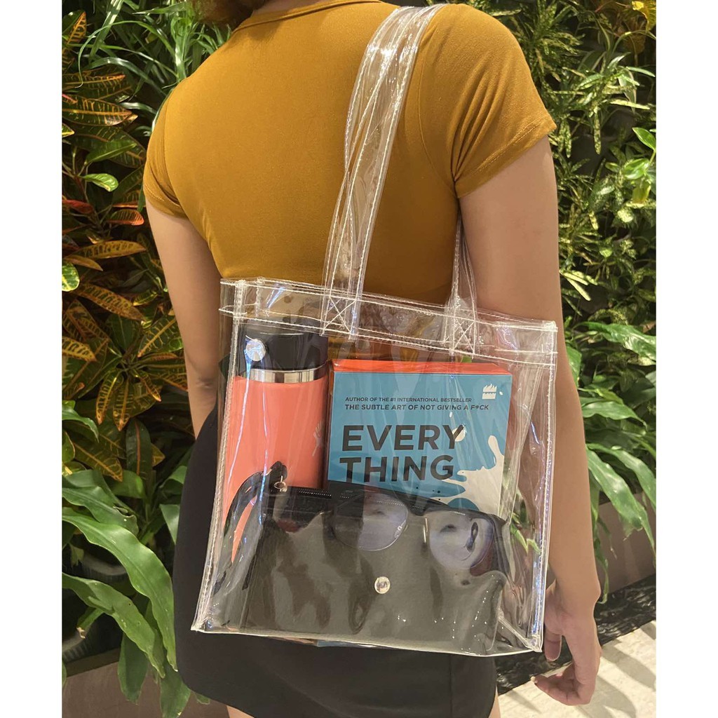 THREAD PROJECT PVC Transparent Colored Tote Bag Shoulder Bag Waterproof ...