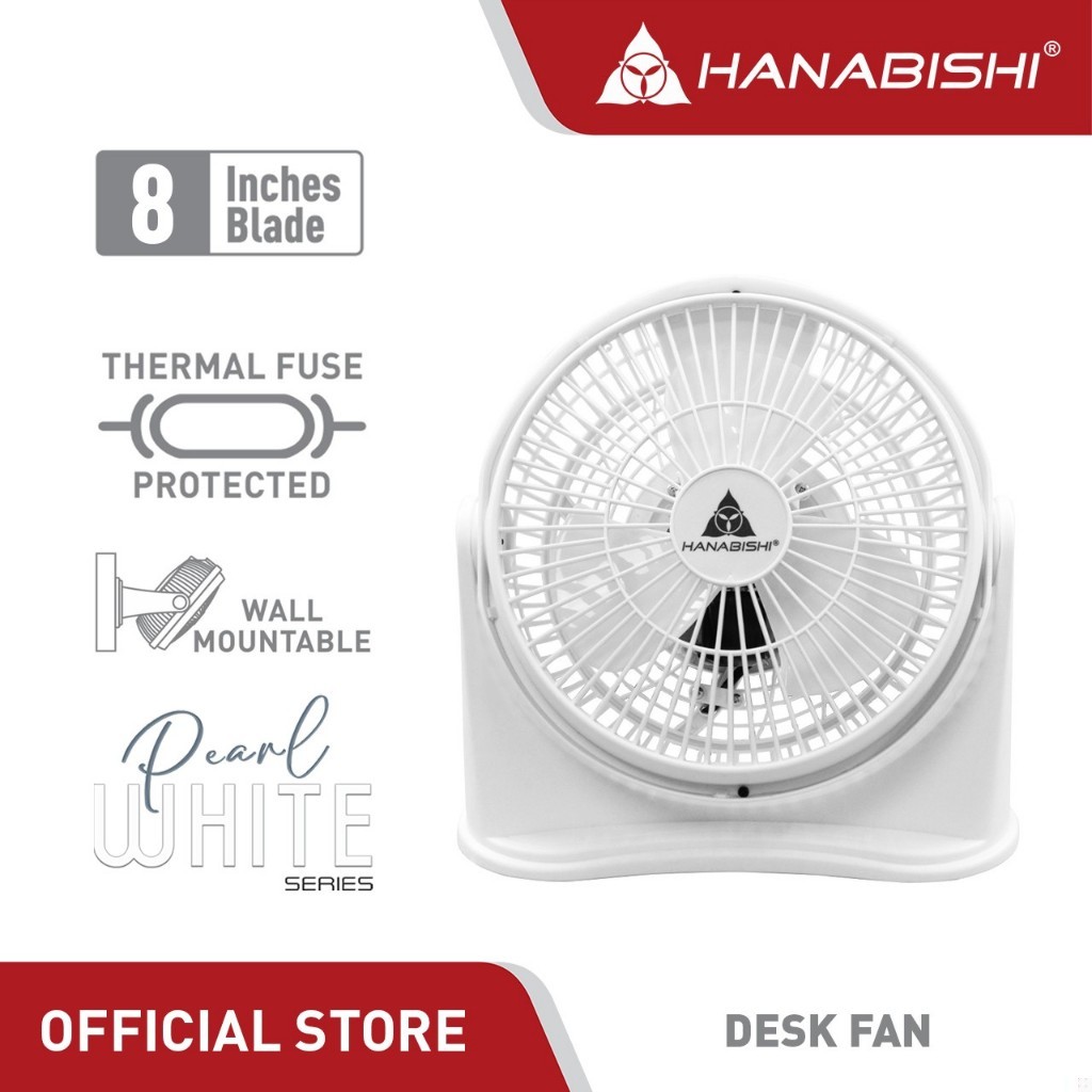Hanabishi Desk Fan Cool Fan 8T Pearl White Series HCF801 (WHITE ...