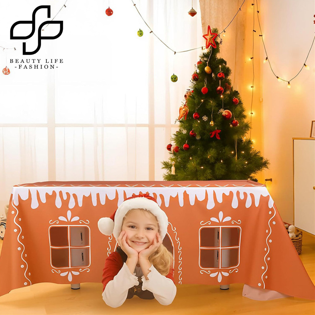 BEA™Gingerbread House Christmas Tablecloth Reusable Rectangle Table ...
