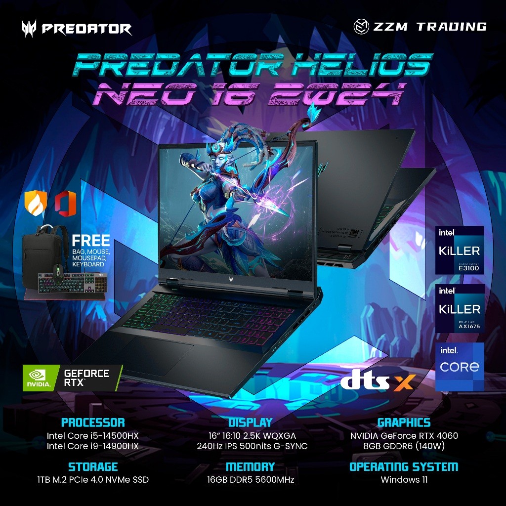 Acer Predator Helios Neo 16 2024 14th Gen i5/i9 RTX4060 16 2.5K 240Hz ...