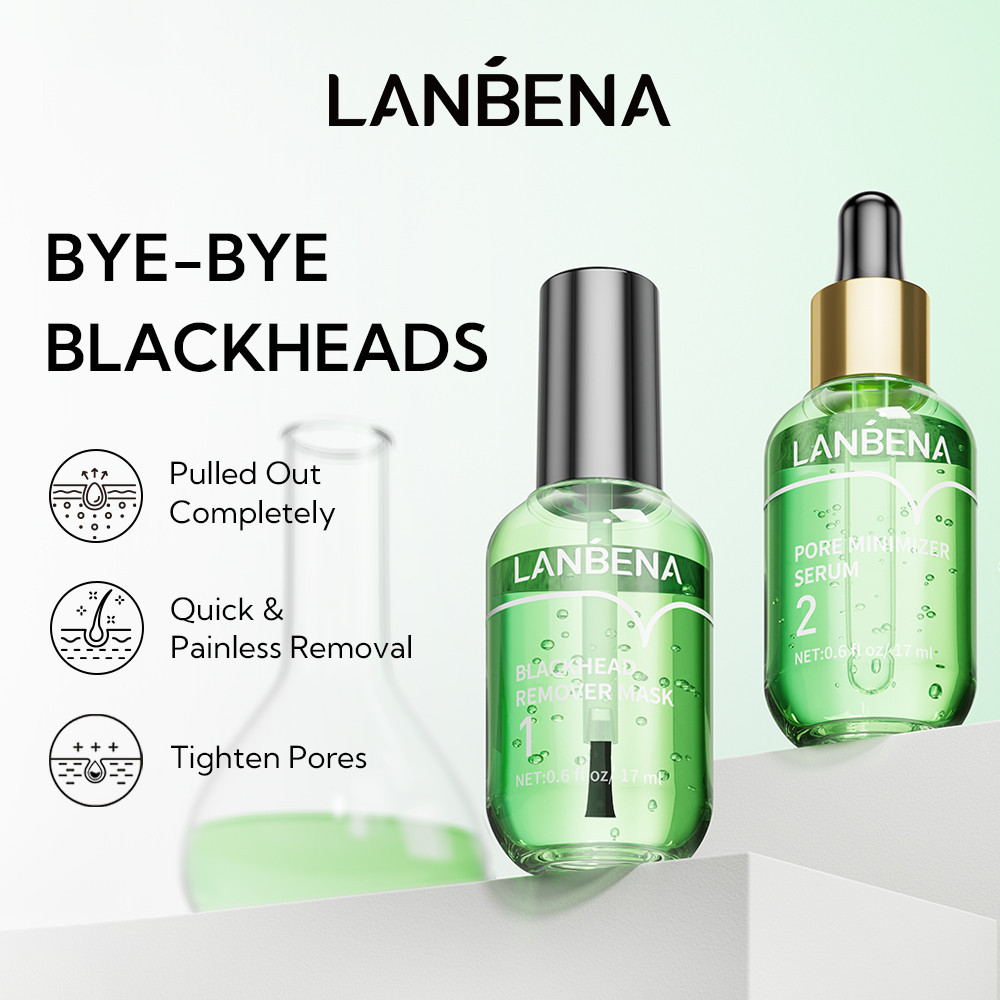 LANBENA Blackhead Remover Kit Pore Minimizer Serum Black Head Removal ...
