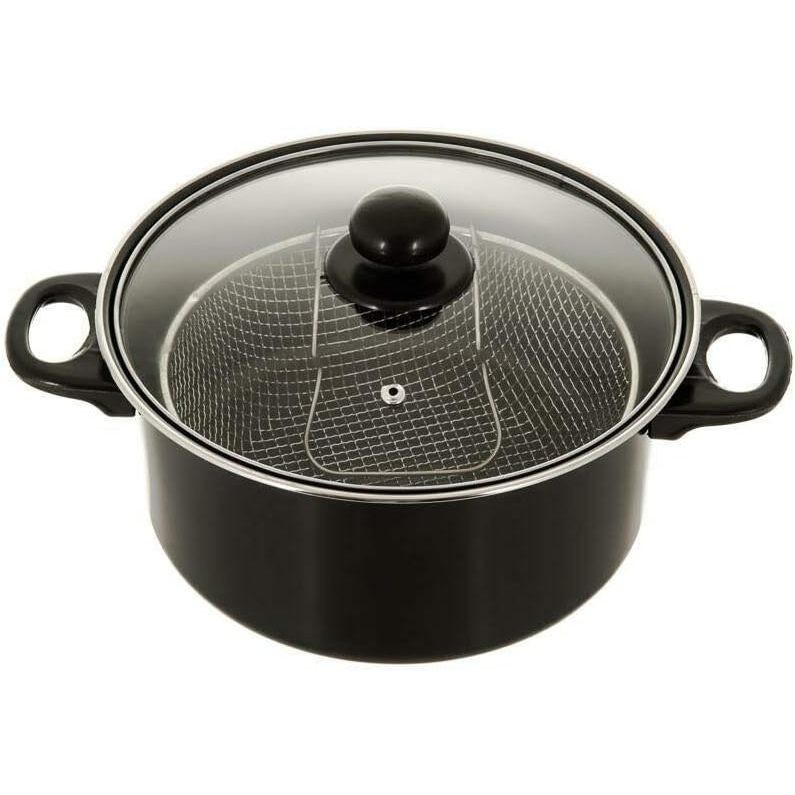 JH Large 24cm Chip Pan Deep Fat Fryer Cooking Pot Frying Basket With ...
