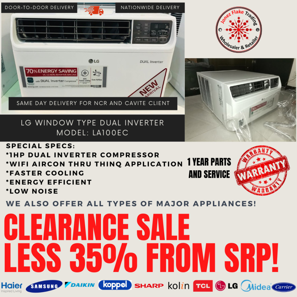 LG LA100GC & LA100GC2 1 HP DUAL INVERTER WINDOW TYPE AIRCON (COMPACT ...