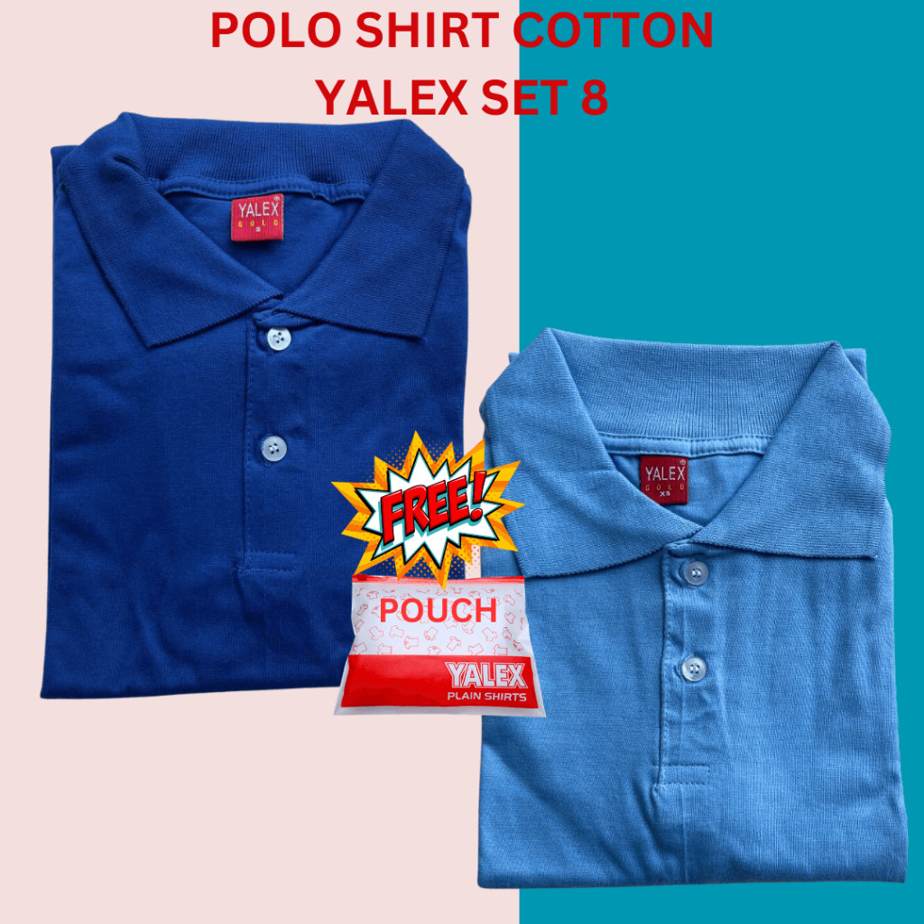 YALEX POLO SHIRT (COTTON) | ROYAL BLUE, LIGHT BLUE | COTTON | SET 8 ...
