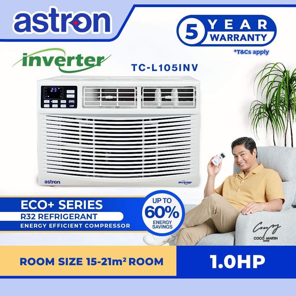 ASTRON TC-L105INV 1.0HP Fully Inverter Window Type Aircon | Eco+ Series ...