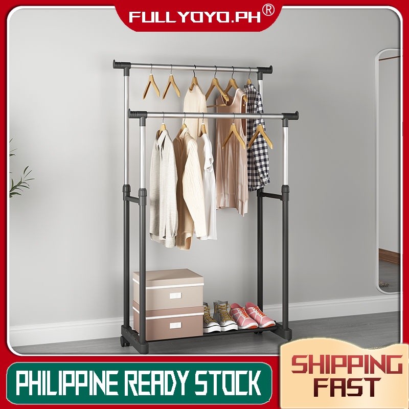 COD Double Pole Clothes Rack For Clothes Organizing Sampayan Double ...