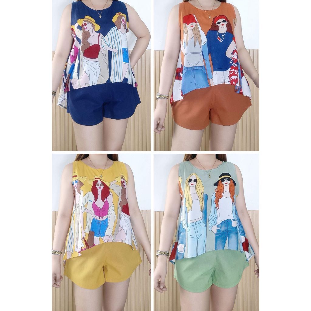 Mooncandy Long Back Sleeveless Printed Top and Short Coordinates ...