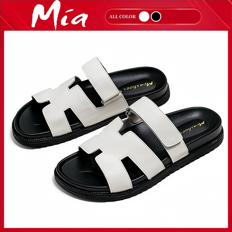 MIA Luxury Leather Slippers For Women Men with Adjustable Strap Outdoor ...