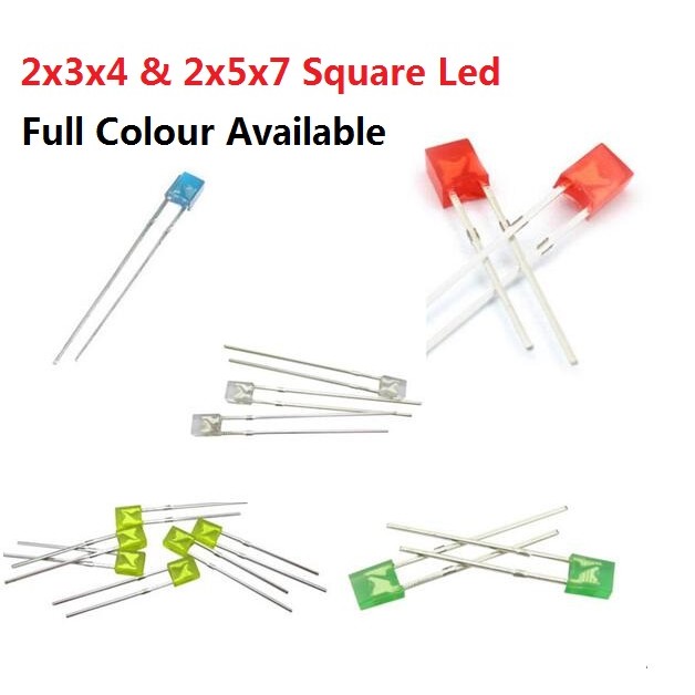 Free Ship 100PCS 2*3*4/2*5*7 Square DIP LED Red Yellow Green Blue high ...